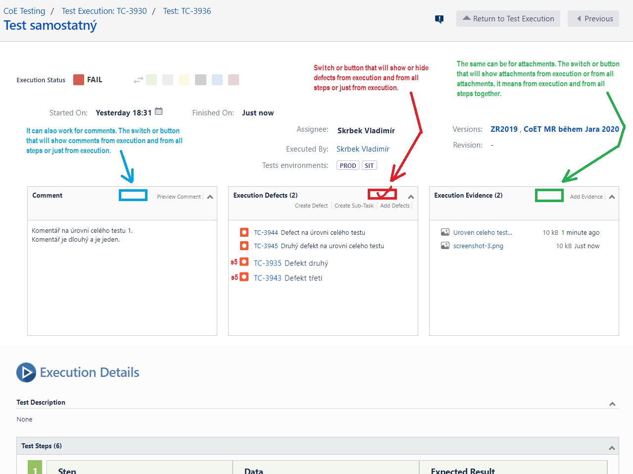 Xray 666 As A User I Can See All Defectsevidences In The Overall Section Of The Execution 7016